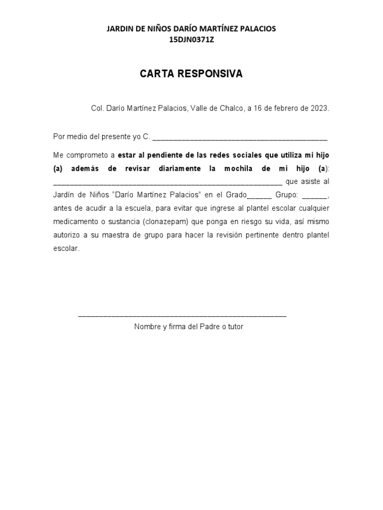 Carta Responsiva (1) | PDF