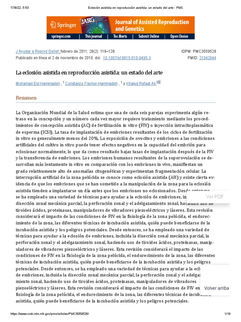 Eclosion Asistida | PDF | Fertilización en vitro | Interacciones biológicas