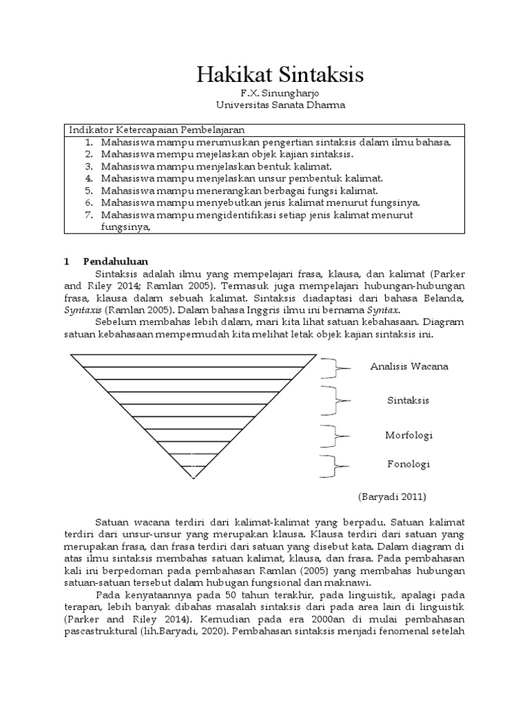 Hakikat dan Fungsi Sintaksis dalam Bahasa | PDF