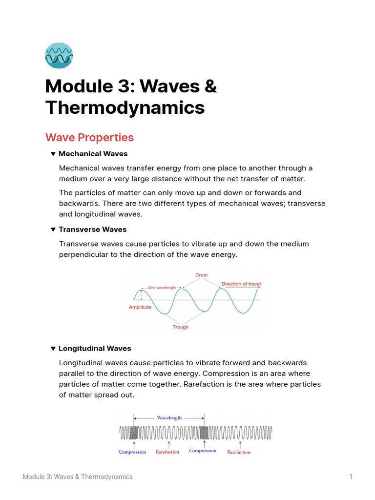 HSC Physics Module 3: Waves & Thermodynamics | PDF | Waves | Heat