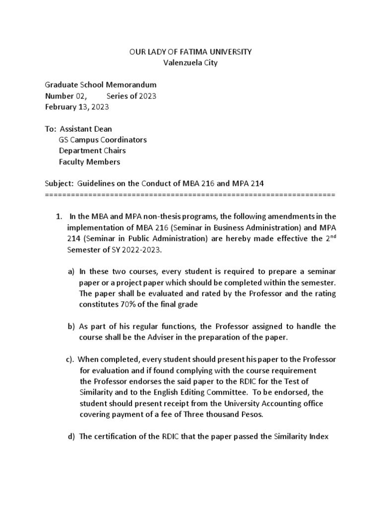 Gs Memo 2 Series of 2023 | PDF | Master Of Business Administration