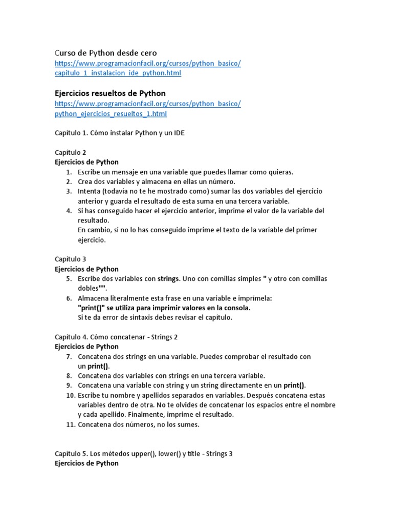Curso de Python Desde Cero | PDF | Python (lenguaje de programación) | Cadena (informática)