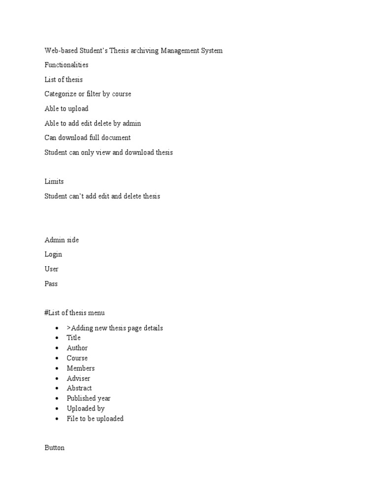 Webbase Thesis Archiving Managemetn System | PDF | Computers