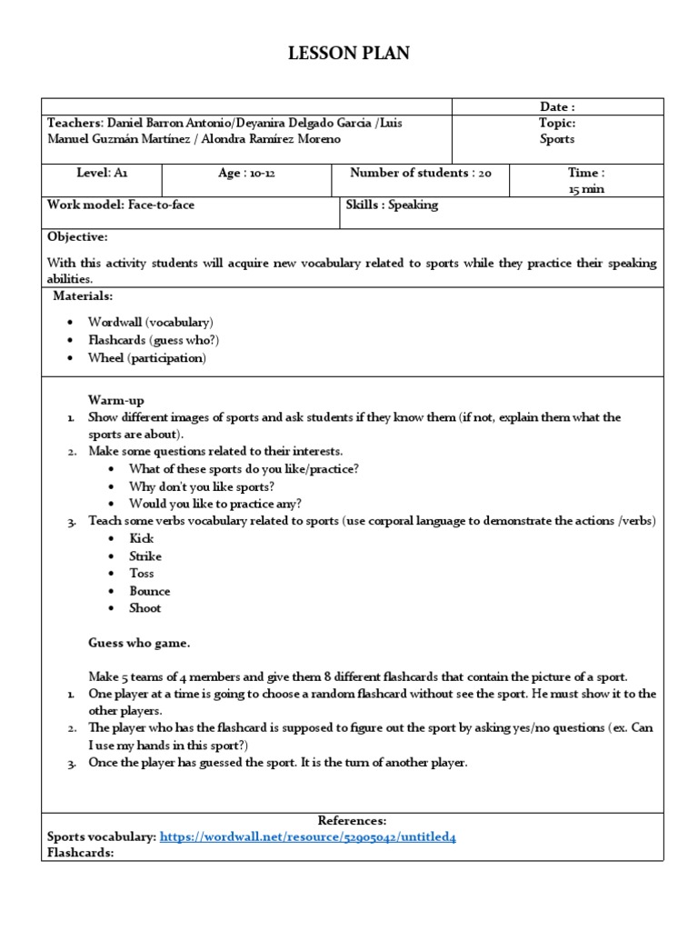 Sports Lesson Plan | PDF