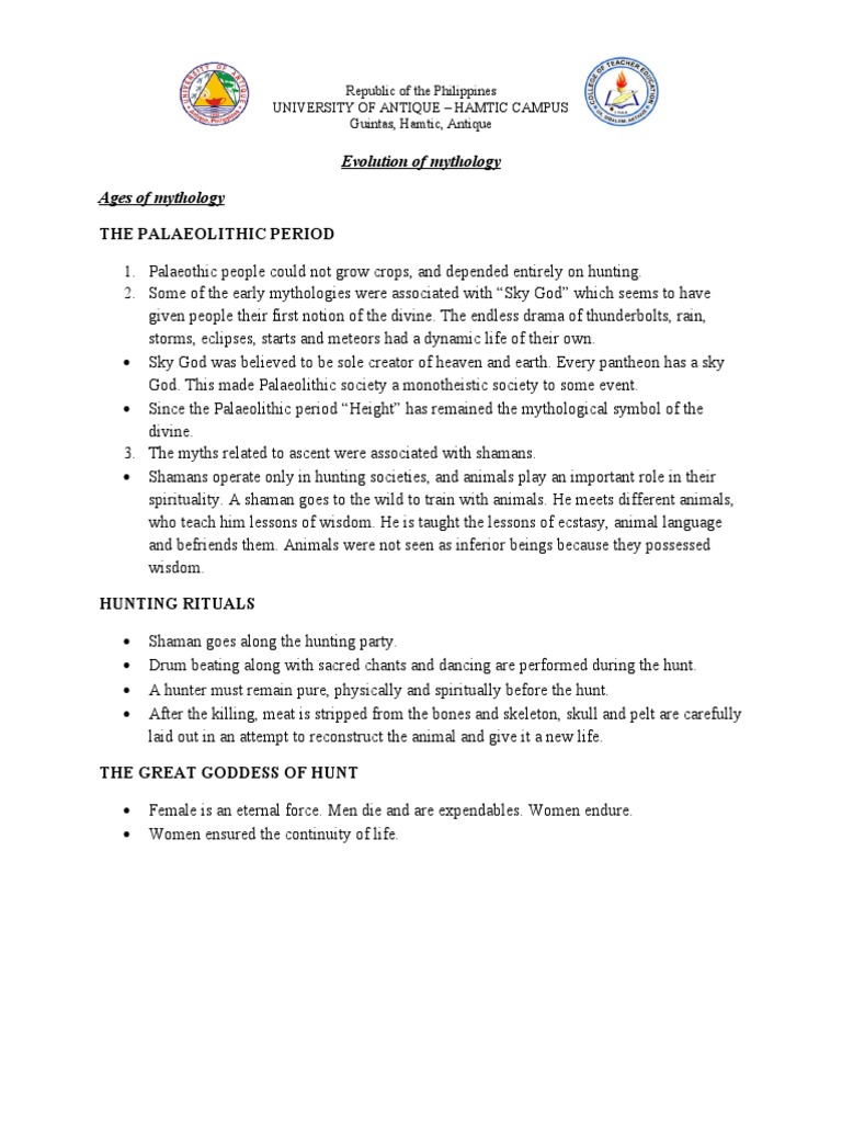 Evolution of Mythology - Handouts | PDF | Greek Mythology | Deities