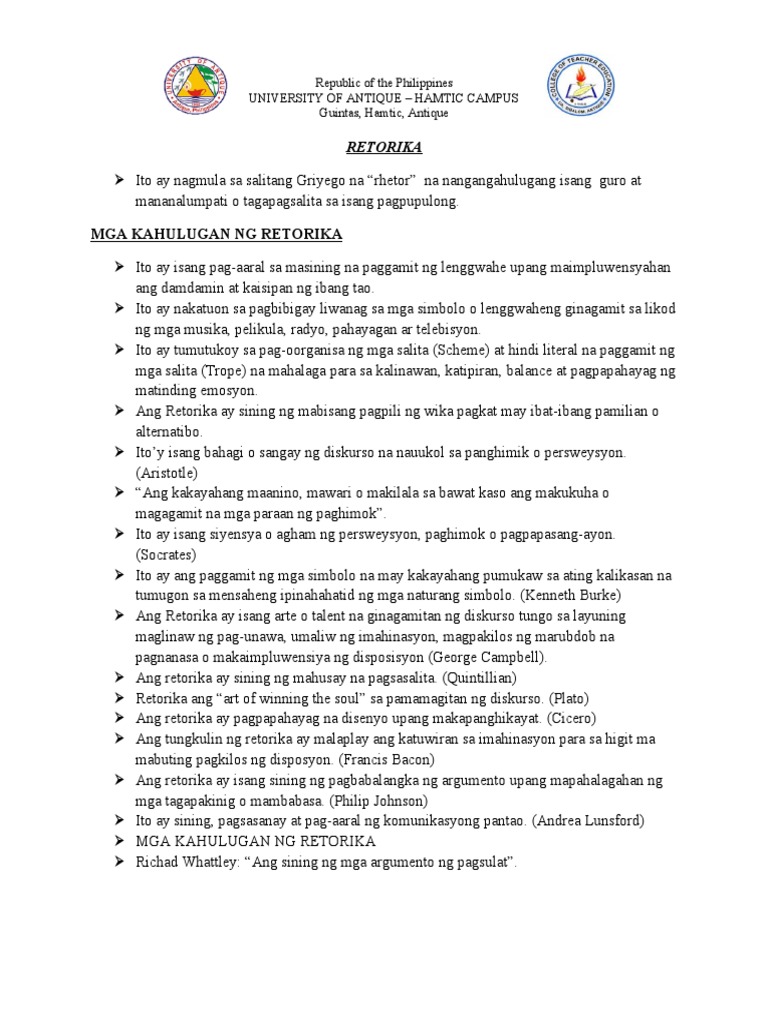 RETORIKA Handouts | PDF