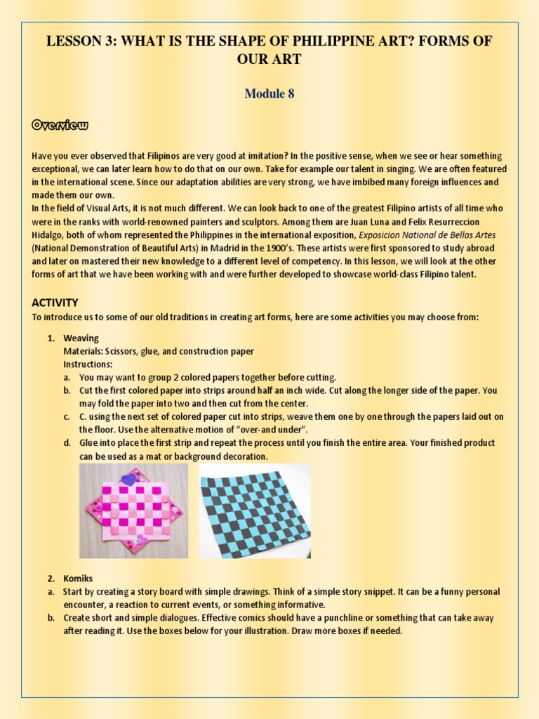 CH2 Lesson 3 What Is The Shape of Philippine Art | PDF | Furniture | Wood
