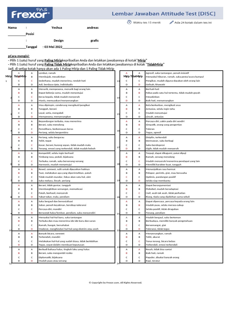 2 DISC Soal Attitude Test-Dikonversi | PDF