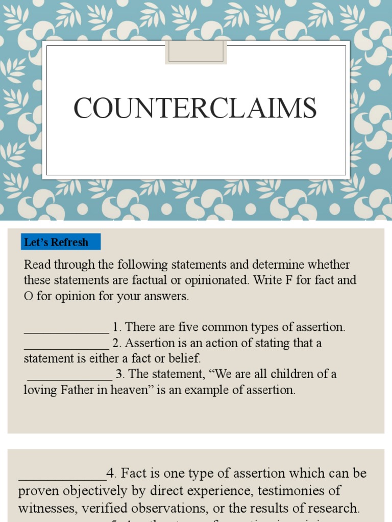 COUNTERCLAIMS | PDF | Argument | Reason