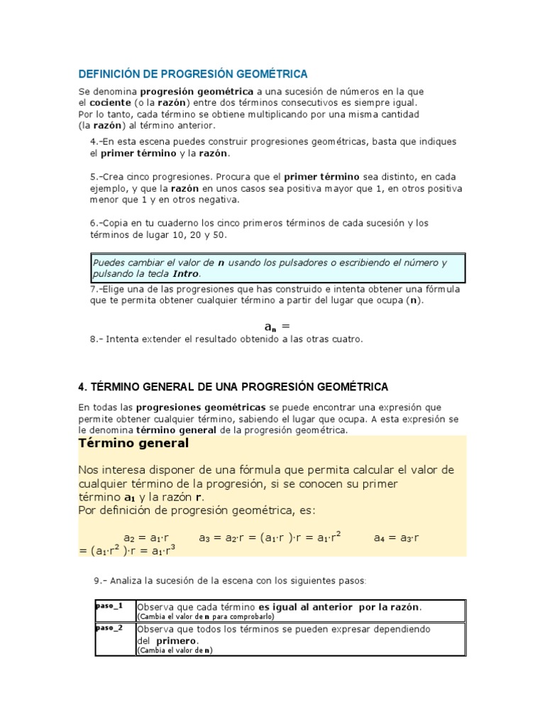 Definición de Progresión Geométrica | PDF | Secuencia | Matemáticas