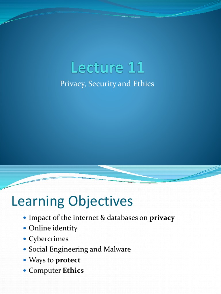 Privacy, Security, and Ethics | PDF | Security | Computer Security