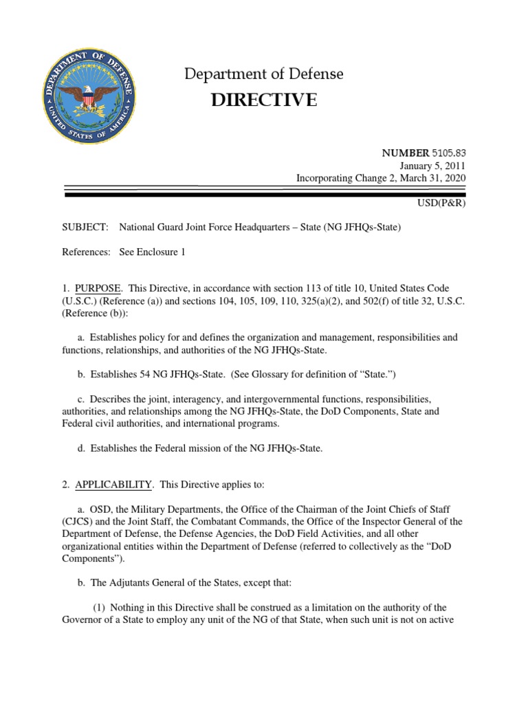 National Guard Joint Force Headquarters State | PDF | United States ...