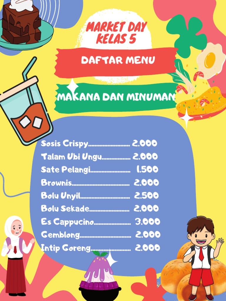 Kuning Meriah Poster Daftar Menu Makanan Dan Minuman | PDF