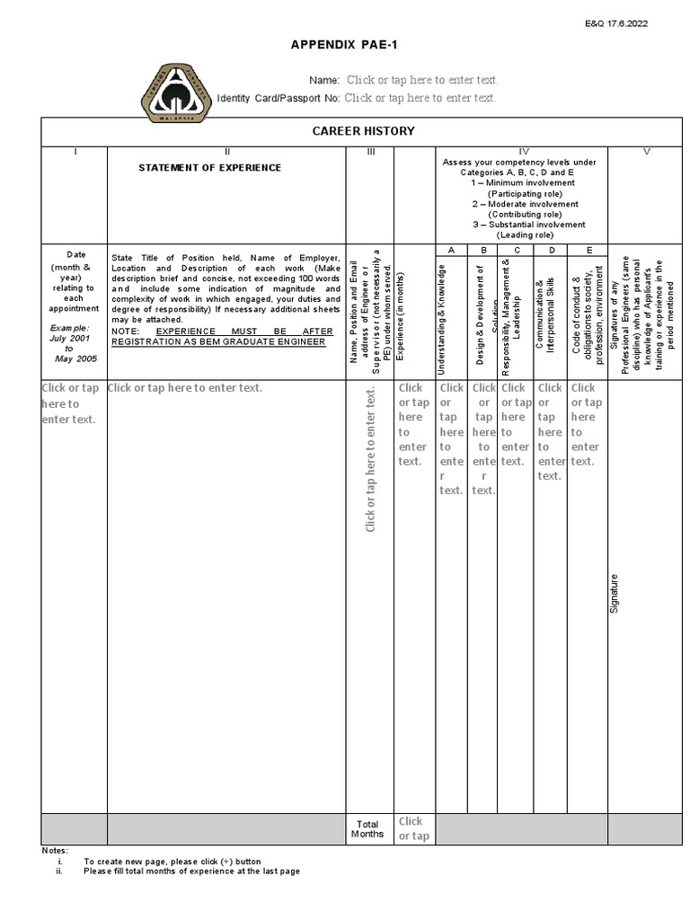 Appendix PAE-1 (Outcome-Based PAE) | PDF | Engineer