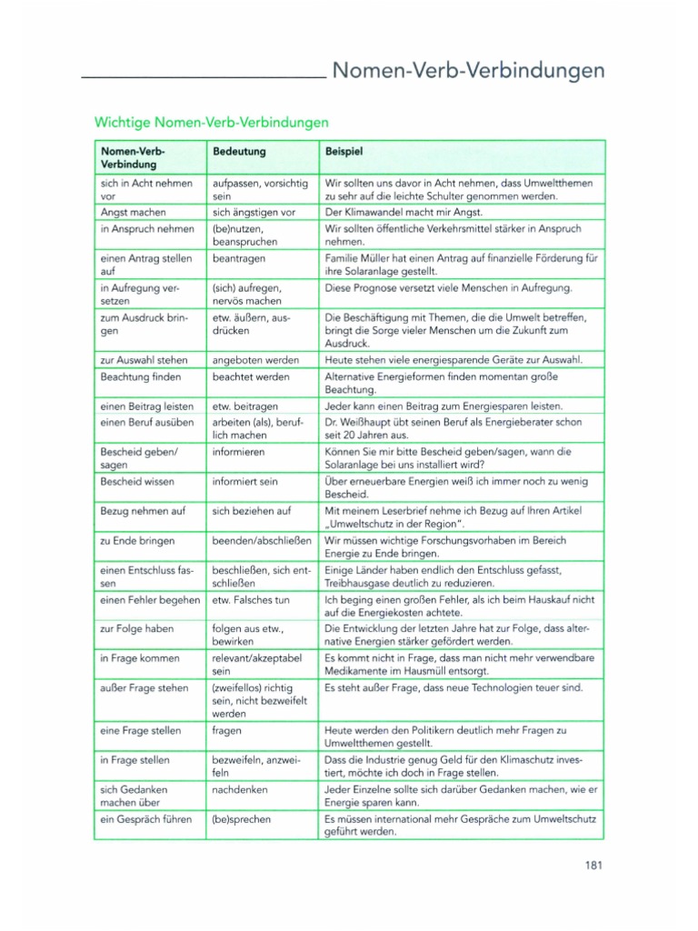 Nomen Verb Verbindung | PDF