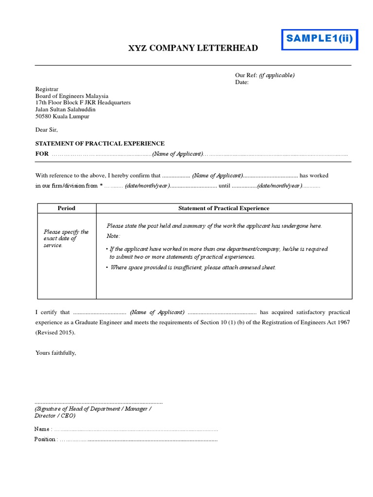 Engineer Practical Experience Statement | PDF | Business | Computers