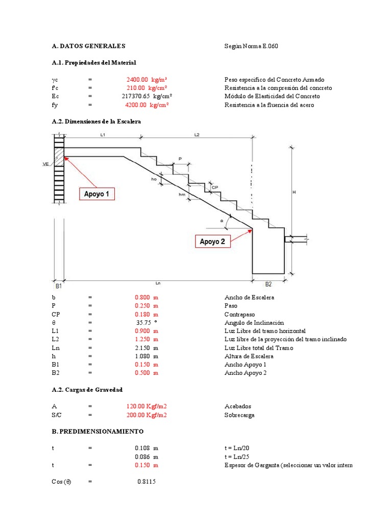 Diseño de Escalera | PDF | Hormigón | Ingeniero civil