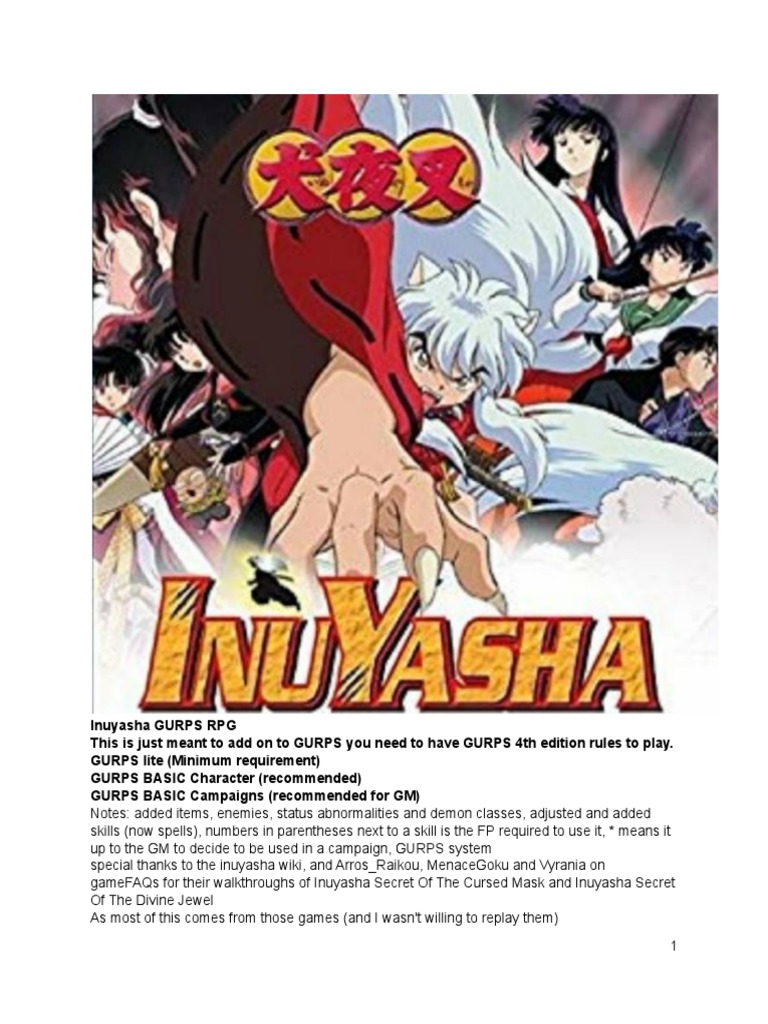 Inuyasha RPG 0.9 Gurps 4e | PDF | Bow And Arrow | Demons