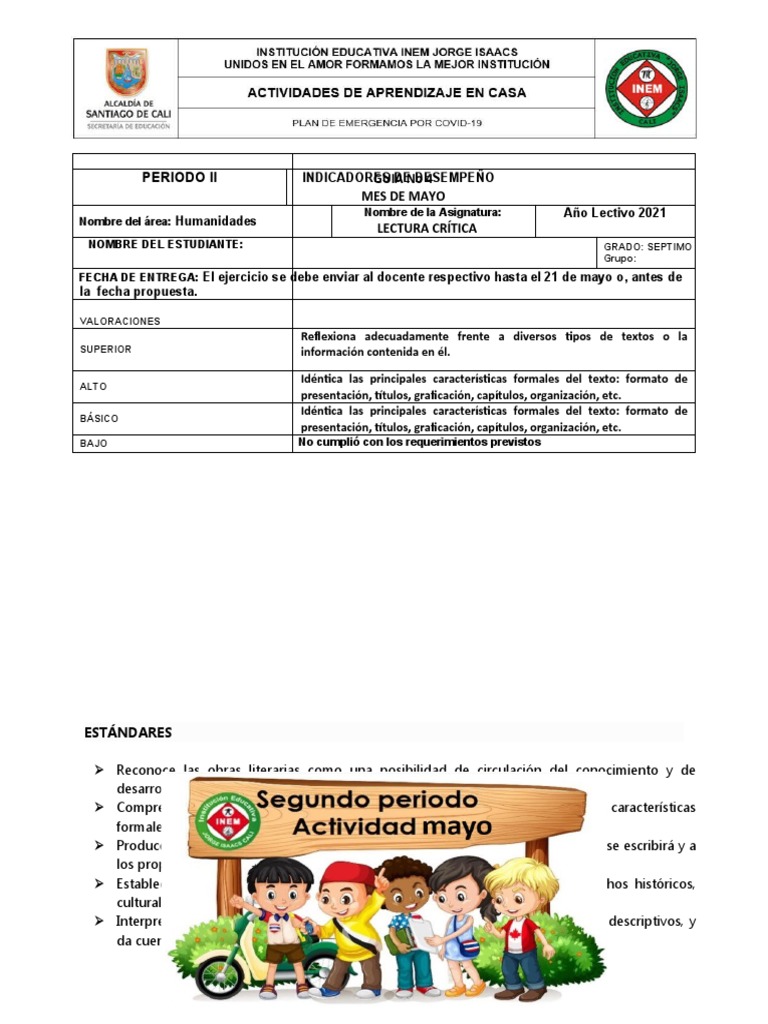 Taller Comprension Lectora Mayo | PDF | Cómics