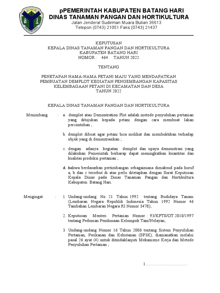 Penetapan Petani Maju Demplot 2022 | PDF | Sains & Matematika