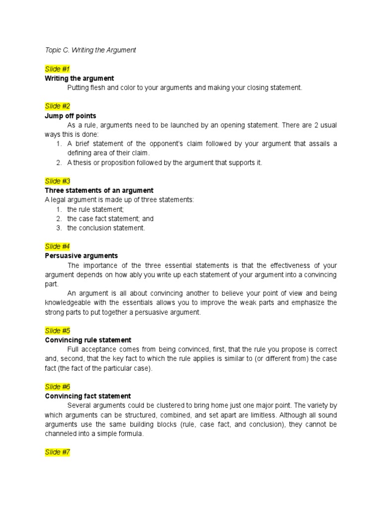 Legal Writing - Argument | PDF | Argument | Cognitive Science