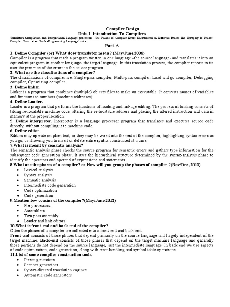 2 Compiler Design Notes | PDF | Parsing | Compiler