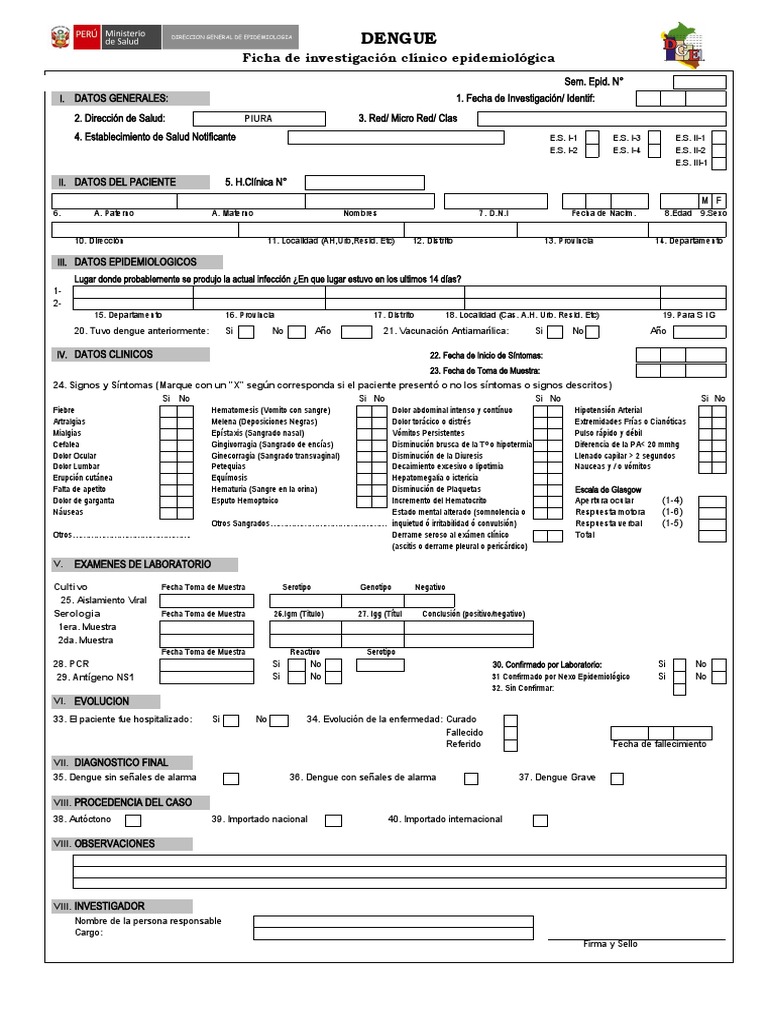 Formatos Dengue Pdf Salud Pública Medicina Clinica