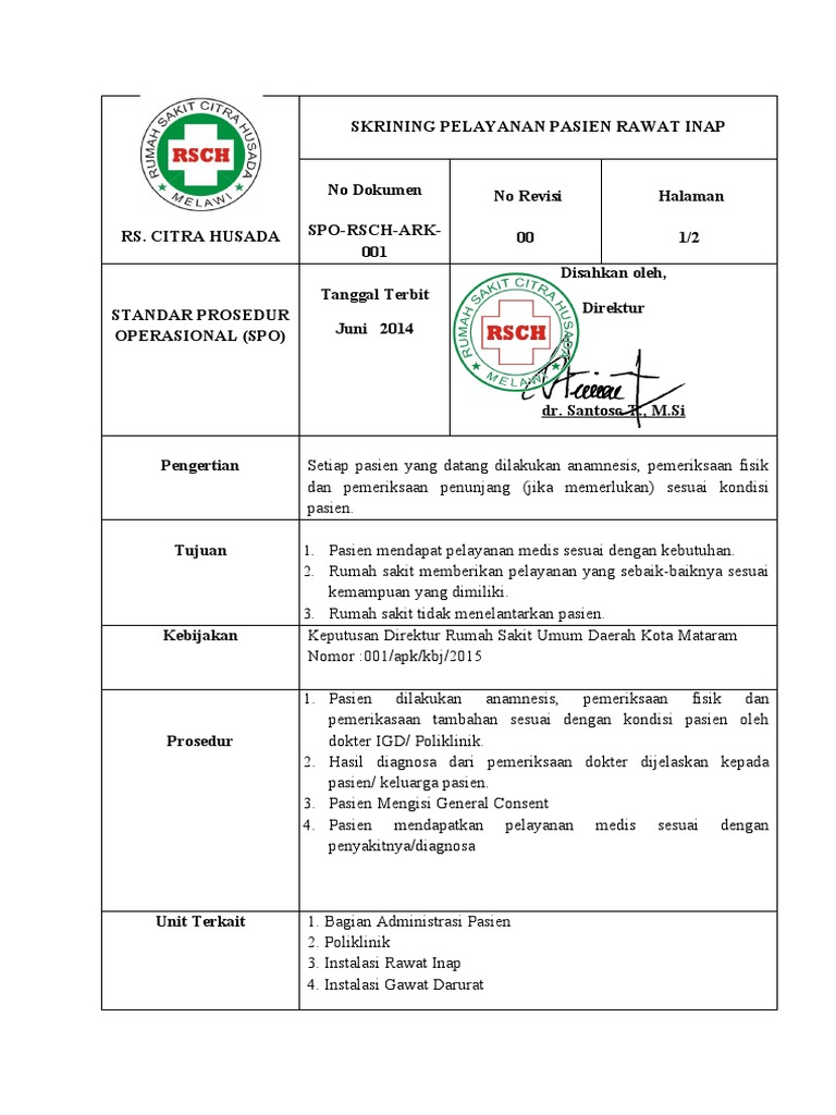 Spo Skrining Pasien Rawat Inap | PDF