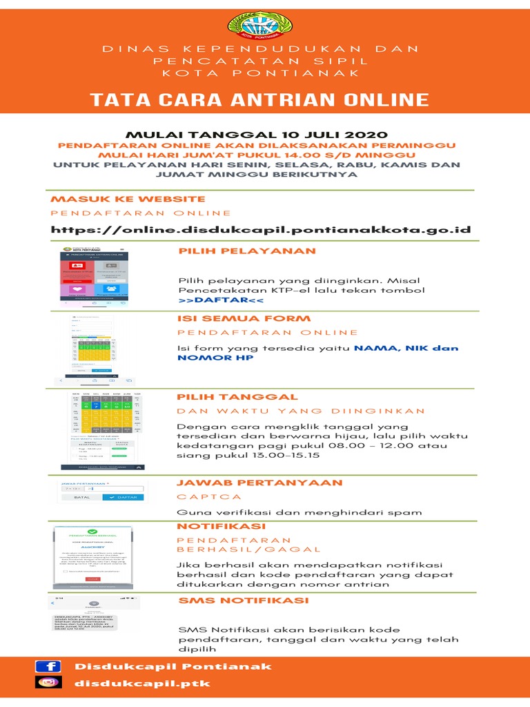 Disdukcapil Kota Pontianak 8490615923 Pendaftaran Online Baru | PDF