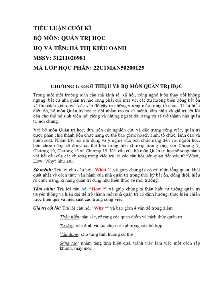 (Luận cuối kỳ) QTH | PDF