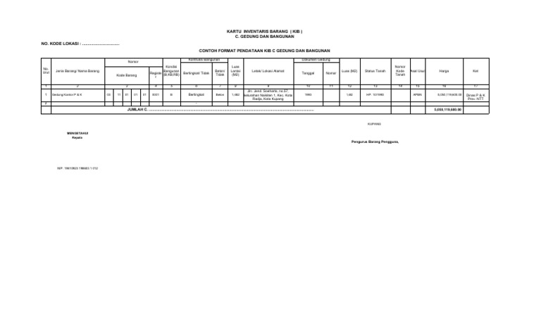 Contoh KIB C Gedung dan Bangunan | PDF
