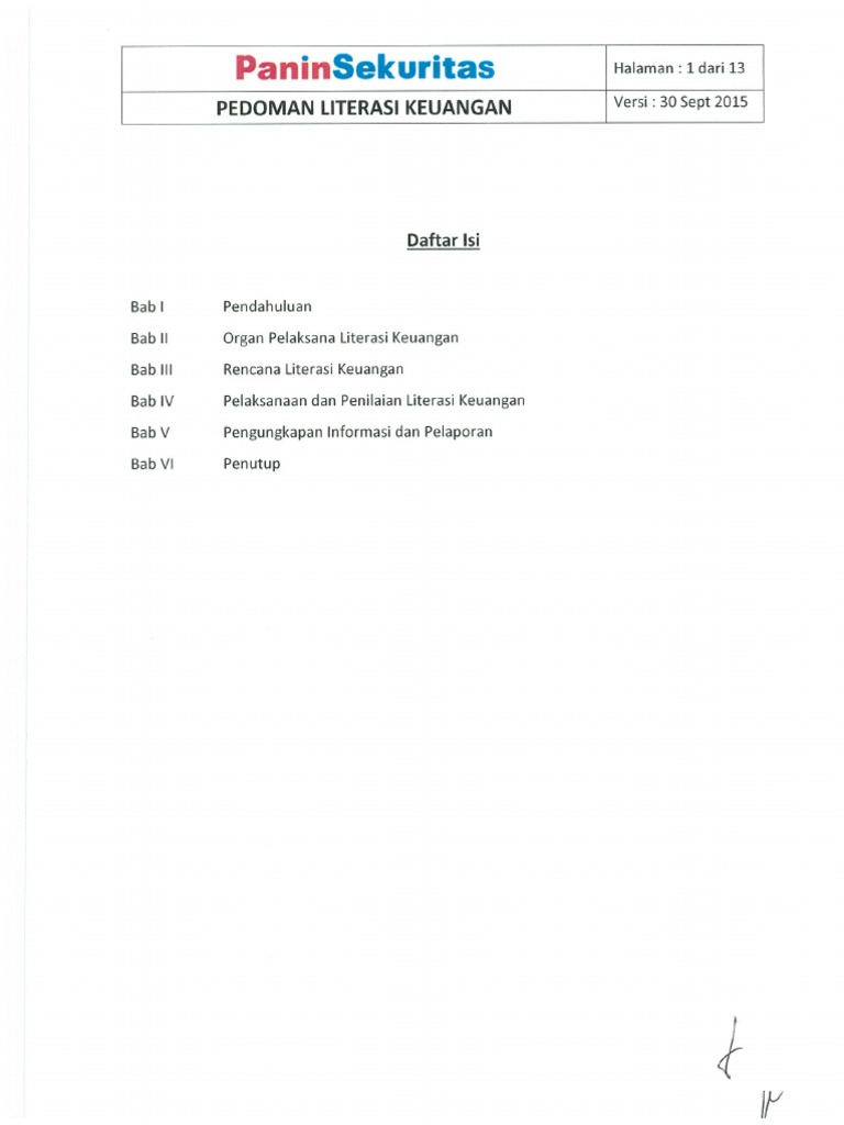 PANS Pedoman Literasi Keuangan.300915 | PDF