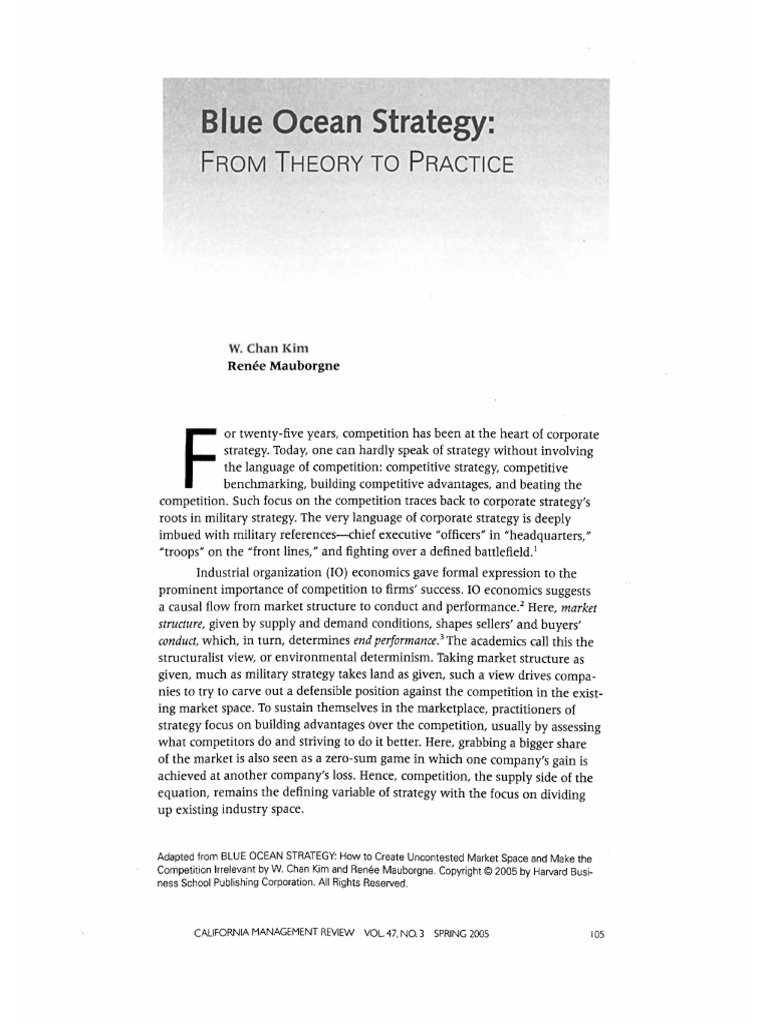 Module 5 - 2. Blue Ocean Strategy - From Theory To Practice | PDF