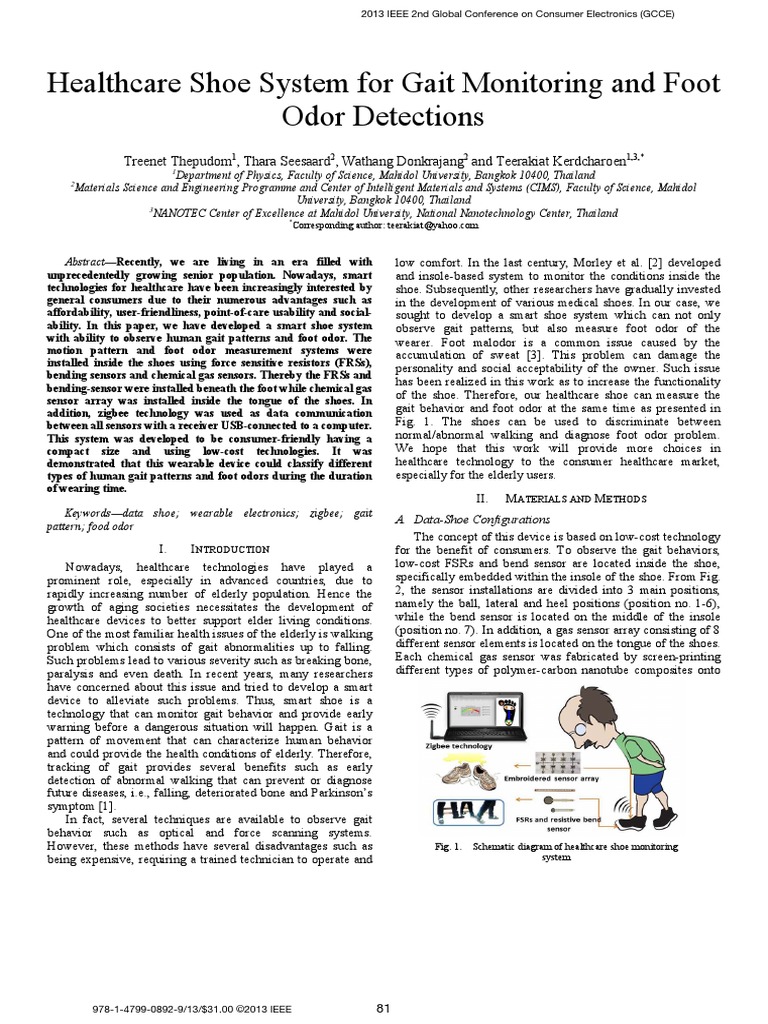 Healthcare Shoe System For Gait MOnitoring and Foot | PDF | Wearable ...