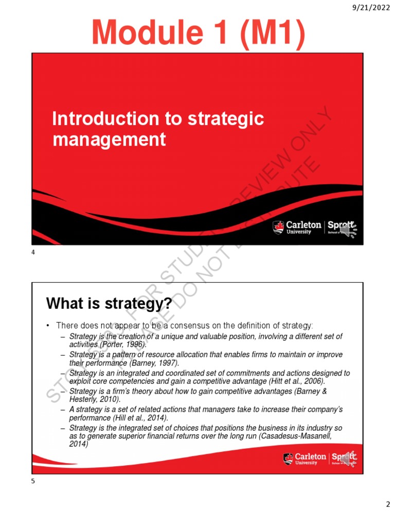 Six Definitions of Strategy and an Introduction to Strategic Management | PDF | Business Model ...