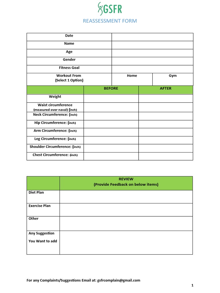 GSFR Reassessment Form | PDF