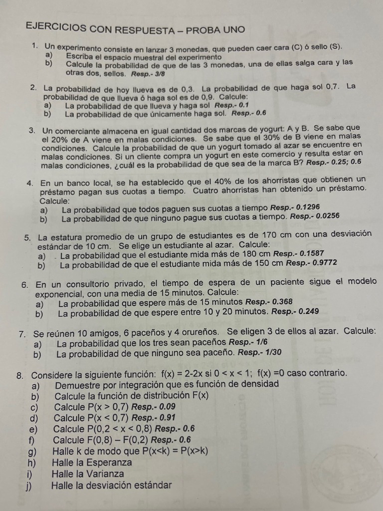 Proba 1 - Ex1 | PDF | Probabilidad | Probabilidades y estadísticas
