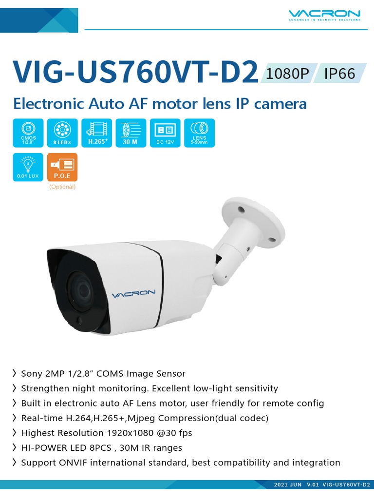 Vacron VIG-US760VT-D2 Camera Specs | PDF | Internet Protocols ...
