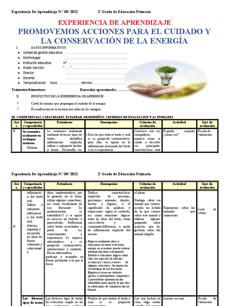 Experiencia de Aprendizaje 9 | PDF | Evaluación | Aprendizaje