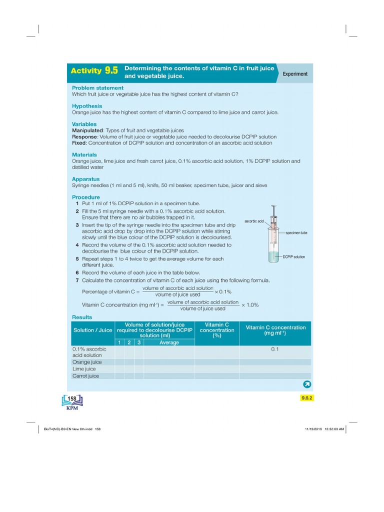 Vitamin C Dcpip Solution | PDF