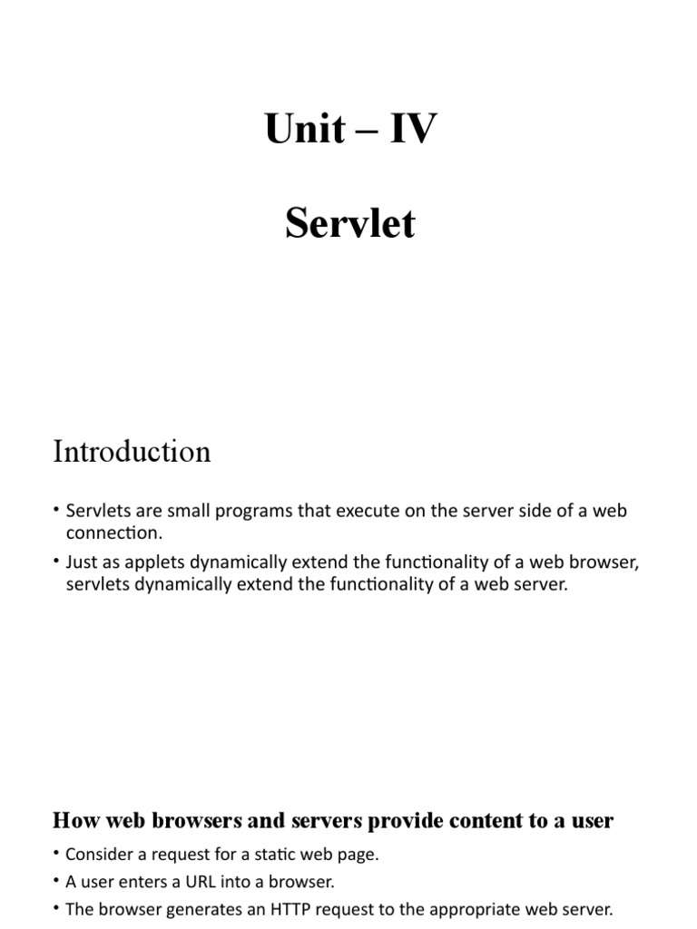 Unit IV - Servlet | PDF | Http Cookie | Networking
