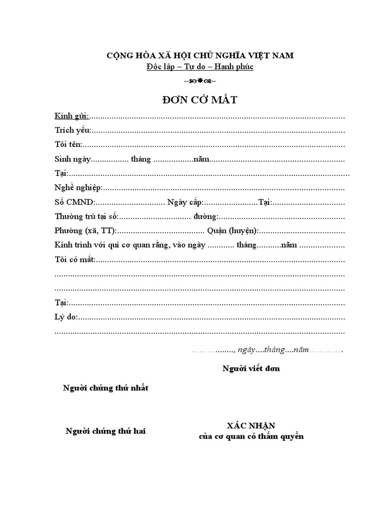 mẫu đơn cớ mất | PDF