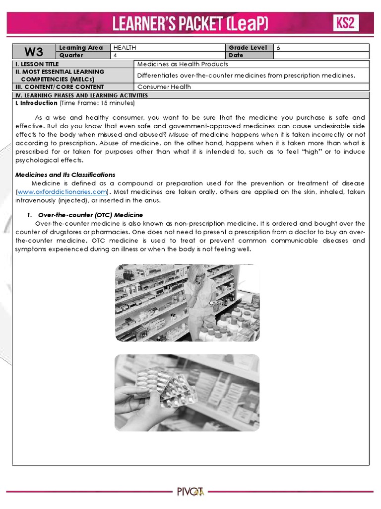 Q4 Health 6 Week3 | PDF | Over The Counter Drug | Prescription Drugs