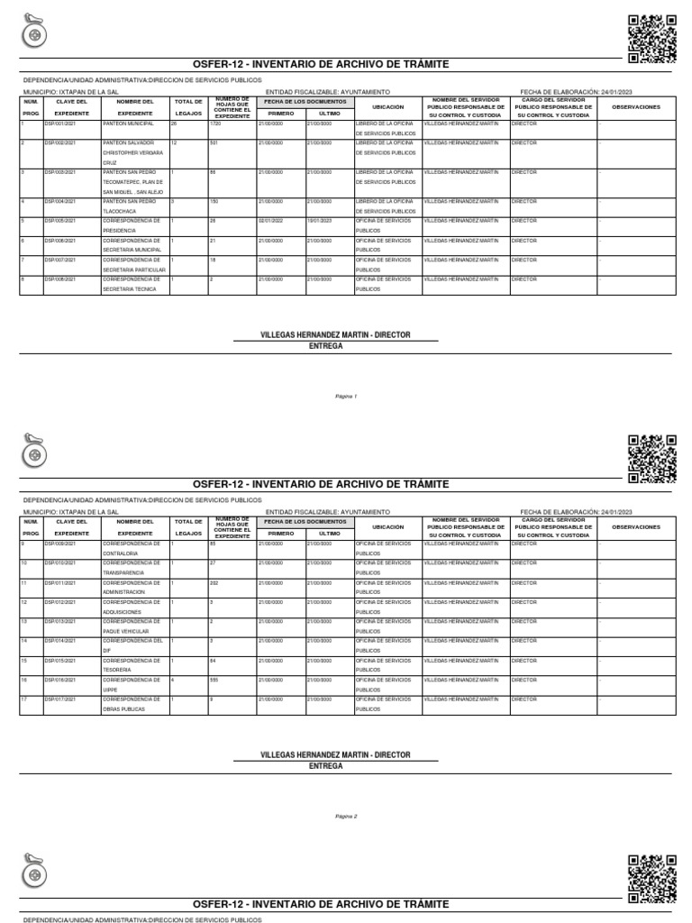 Osfer-12 - Inventario de Archivo de Tramitea00-013 | PDF | Gobierno
