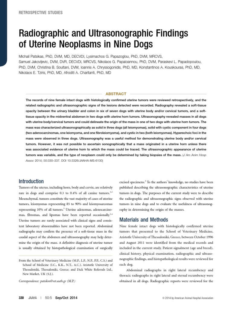Radiographic and Ultrasonographic Findings of Uterine Neoplasms in Nine ...