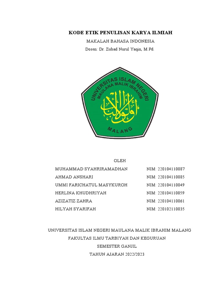 Kode Etik Penulisan Karya Ilmiah | PDF