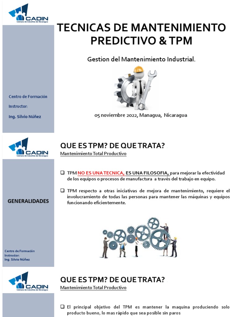 Tecnicas de Mantenimiento Predictivo TPM | PDF | Calidad (comercial) | Ingeniería de confiabilidad