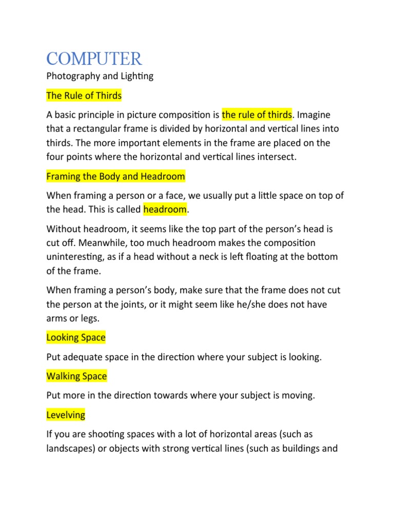 COMPUTER | PDF | Composition (Visual Arts) | Camera