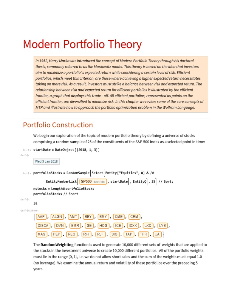 Equity Analytics - Modern Portfolio Theory-Jonathan Kinlay | PDF ...