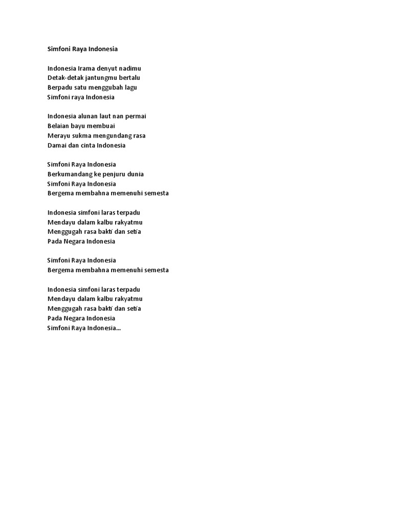 Lirik Simfoni Raya Indonesia | PDF | Seni & Disiplin Bahasa | Seni